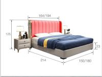 China Light luxury leather double bed modern hotel bedroom furniture 1.8 m wedding bed for sale