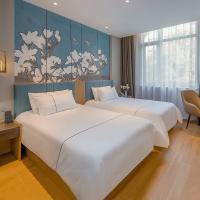 China Twin Bed Luxury Hotel Bedroom Furniture With Solid Wood Dark Yellow Finish for sale