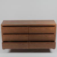 China Vintage Six Drawers Solid Walnut TV Stand Luxury Hotel Bedroom Furniture for sale