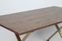 China Solid Wood Metal Legs Frame Wood Dining Table Rectangular for sale