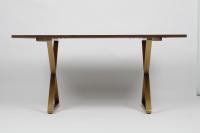 China Solid Wood Metal Legs Frame Wood Dining Table Rectangular for sale