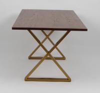 China Solid Wood Metal Legs Frame Wood Dining Table Rectangular for sale