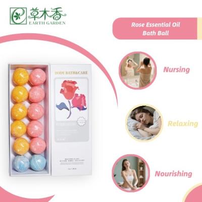 China Rose Oil Essential Bath Bombs 30g×12PCS Infused Oil Bath Bombs For Relaxing Spa for sale