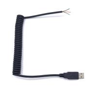 China Coiled Spring USB to 4 Tinned Bare Wires Cable - 1.1M Length for DIY Electronics & Raspberry Pi for sale