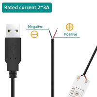 China 5V USB to Bare Wires Pigtail Cable 0.1-5M Length for LED Strips Raspberry Pi 0.5-10A Current for sale