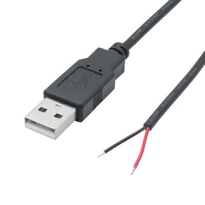 China 5V USB to Bare Wires Pigtail Cable 0.1-5M Length for LED Strips Raspberry Pi 0.5-10A Current for sale
