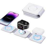 China Magnetic 3-in-1 Foldable Wireless Charger with 15W Fast Charging for iPhone 12-15 Series for sale