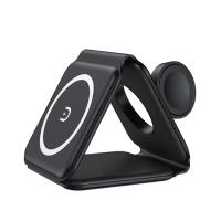 China Magnetic 3-in-1 Foldable Wireless Charger with 15W Fast Charging for iPhone 12-15 Series for sale