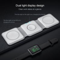 China Magnetic 3-in-1 Foldable Wireless Charger with 15W Fast Charging for iPhone 12-15 Series for sale