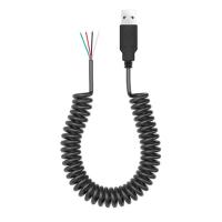 China Coiled Spring Wire USB to 4 Tinned Bare Wires Cable 1.1M for Raspberry Pi LED Strips DIY Electronics for sale