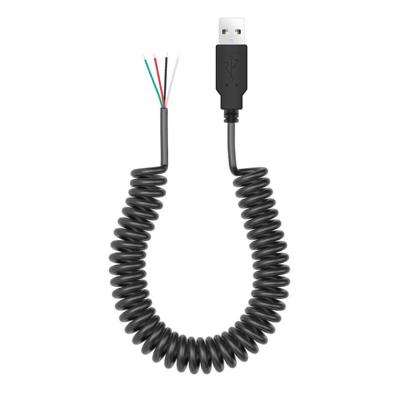 China Coiled Spring Wire USB to 4 Tinned Bare Wires Cable 1.1M for Raspberry Pi LED Strips DIY Electronics for sale