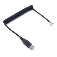 China Coiled Spring Wire USB to 4 Tinned Bare Wires Cable 1.1M for Raspberry Pi LED Strips DIY Electronics for sale