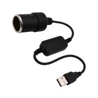 China USB A Male to 12V Car Cigarette Lighter Socket Female Power Converter Cable 0.3m 12V 1A Output for sale
