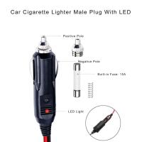 China 12V 24V 15A Fuse Car Cigarette Lighter Male Plug with Tinned Wire - 0.3m to 2m Length Options for sale