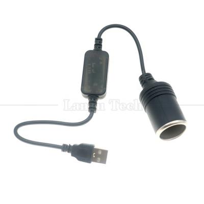 China 5V to 12V Car Cigarette Lighter Converter Cable with USB A Male Input, 10W Power, 0.3m-3.2m Length Options for sale