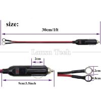 China 15A High Current DC Power Cable with Car Cigarette Plug to O-Type Terminal - 0.3M to 3M Length Options for sale