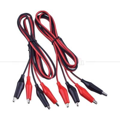 China 12V Double-Ended Alligator Clip Test Leads Cable - 1 Meter Length with 4 Clips for Electrical Testing for sale