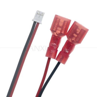 China Custom JST PH 2.0mm 2 Pin Connector to 6.3mm Spade Terminal Cable 22AWG for sale