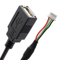 China USB A Female to JST 2-5 Pin Cable Assembly with 1.0-2.0mm Pitch Options and 0.2-2m Lengths for sale