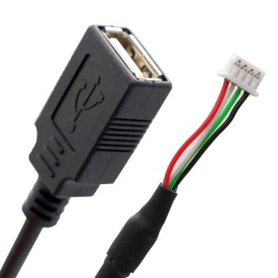 China USB A Female to JST 2-5 Pin Cable Assembly with 1.0-2.0mm Pitch Options and 0.2-2m Lengths for sale