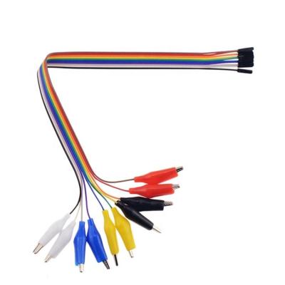 China 10 Pin Alligator Clip to Female Dupont Breadboard Test Lead Jumper Wires 0.2m for Raspberry Pi for sale