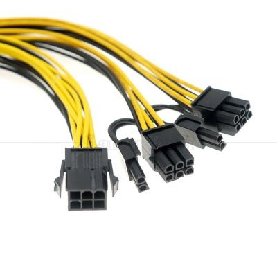 China GPU 6 Pin to Dual 8 Pin 18AWG PCI Express Power Supply Adapter Cable 20cm for sale