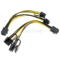 China 18AWG Pure Copper 6 Pin Female to Dual 8 Pin 6+2 Male PCIe Power Splitter Cable 20cm for GPU Graphics Cards for sale