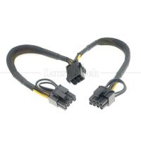 China Sleeved 18AWG Pure Copper Y Splitter 6 Pin to Dual 8 Pin PCIe Power Adapter Cable 20cm for GPU for sale