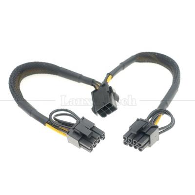 China Sleeved 18AWG Pure Copper Y Splitter 6 Pin to Dual 8 Pin PCIe Power Adapter Cable 20cm for GPU for sale