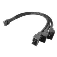 China 1 to 3 CPU 4 Pin PWM Fan Splitter Extension Cable 27cm 26AWG for PC Case Temperature Control for sale