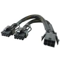 China GPU 6 Pin Female to Dual 8 Pin Male 18AWG PCIe Power Adapter Cable 20cm for sale