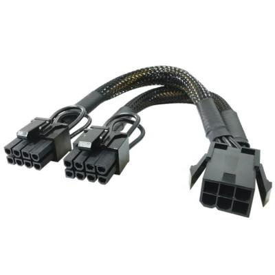 China GPU 6 Pin Female to Dual 8 Pin Male 18AWG PCIe Power Adapter Cable 20cm for sale