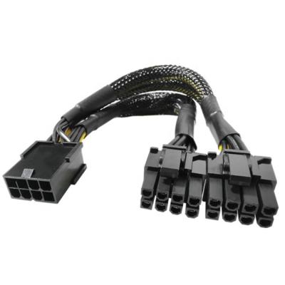 China Woven Sleeve PCIe 8 Pin Female to Dual 8 Pin Male GPU Power Adapter Cable 22cm 18AWG for sale