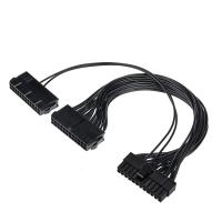 China PSU 24 Pin Female to Dual 20+4 Pin Male ATX Mining Motherboard Extension Cable 18AWG 32cm for sale