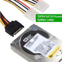 China SATA 15 Pin Male to Dual Molex 4 Pin LP4 IDE Female Power Y Adapter Cable 20cm 18AWG for HDD SSD for sale