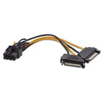 China 8 Pin PCIe Express Male to Dual 15 Pin SATA Power Adapter Cable 20cm 16AWG for sale
