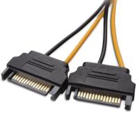China 8 Pin PCIe Express Male to Dual 15 Pin SATA Power Adapter Cable 20cm 16AWG for sale