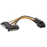 China 8 Pin PCIe Express Male to Dual 15 Pin SATA Power Adapter Cable 20cm 16AWG for sale