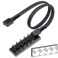 China 1 to 5 Way 4 Pin PWM PC Fan Hub Splitter Cable 41cm for ATX Computer Case 4 Pin 3 Pin Cooling Fans for sale