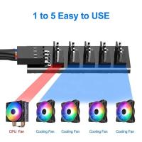 China 1 to 5 Way 4 Pin PWM PC Fan Hub Splitter Cable 41cm for ATX Computer Case 4 Pin 3 Pin Cooling Fans for sale