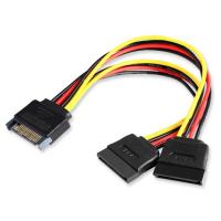 China SATA 15 Pin Power Y Splitter Cable 18cm 22AWG Male to Female for HDD SSD PC for sale