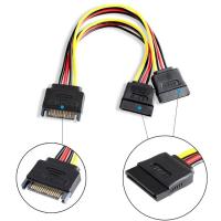 China SATA 15 Pin Power Y Splitter Cable 18cm 22AWG Male to Female for HDD SSD PC for sale