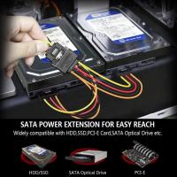 China SATA 15 Pin Power Y Splitter Cable 18cm 22AWG Male to Female for HDD SSD PC for sale