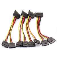 China SATA 15 Pin Power Y Splitter Cable 18cm 22AWG Male to Female for HDD SSD PC for sale