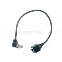 China 90 Degree Down Angle RJ45 Male to Female Cat5e Ethernet Cable - 0.2m to 5m Lengths with STP/UTP Options for sale