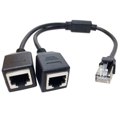 China 1 Male to 2 Female RJ45 Ethernet Splitter Cable Cat5 30cm Y-Adapter for Network Expansion for sale