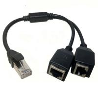 China 1 Male to 2 Female RJ45 Ethernet Splitter Cable Cat5 30cm Y-Adapter for Network Expansion for sale
