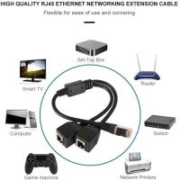 China 1 Male to 2 Female RJ45 Ethernet Splitter Cable Cat5 30cm Y-Adapter for Network Expansion for sale