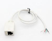 China Customization White Female RJ45 Socket To Open Tinned Soldering 4 Wires Bare End  Pigtail Cable for sale