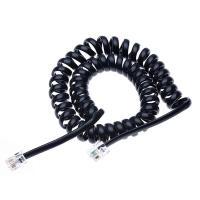 China OEM Coiled Spring RJ9 4P4C RJ11 Telephone Cable 1m 2m 3m Spiral Flat Cat3 ADSL for sale